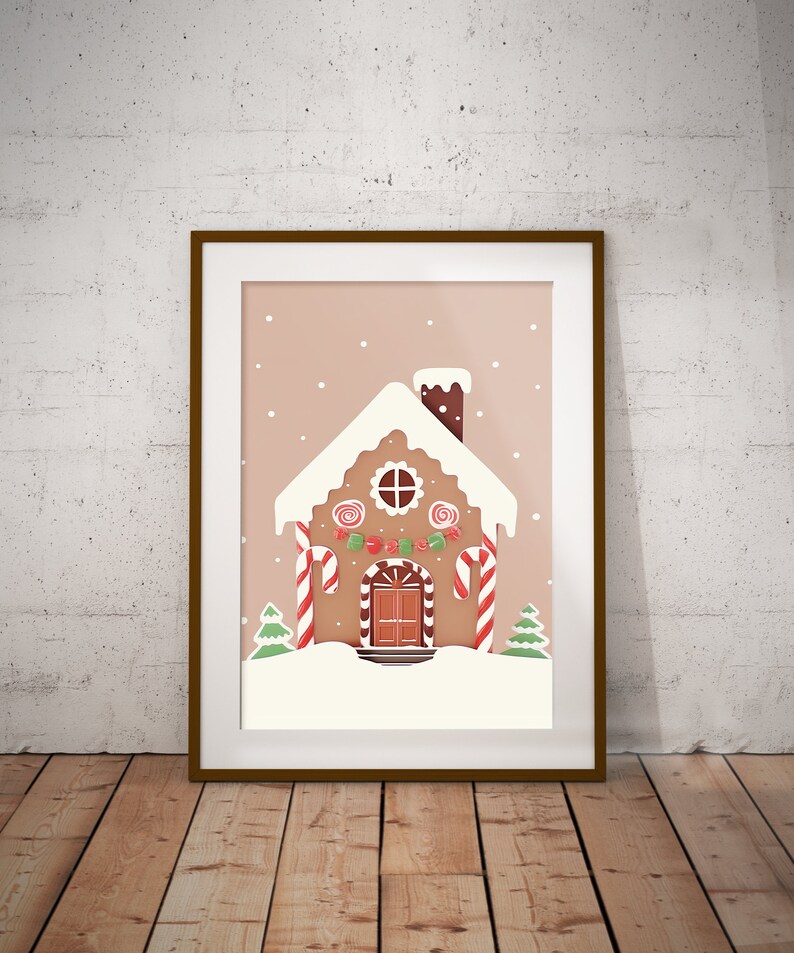 Gingerbread House Christmas Print, Holiday Wall Decor (digital Download ...