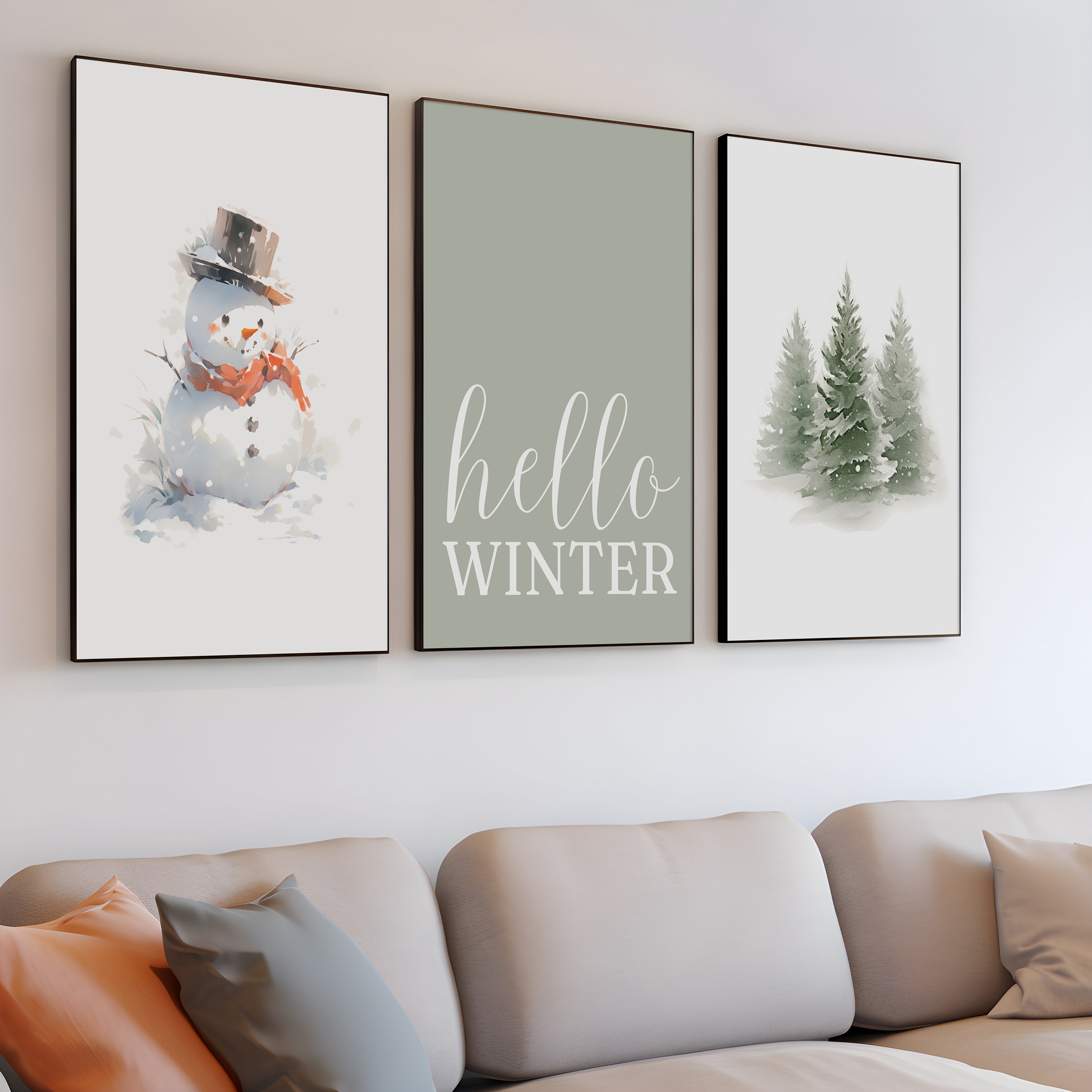 Set of 3 Winter Prints, Watercolor Winter Poster, Winter Wonderland Art ...