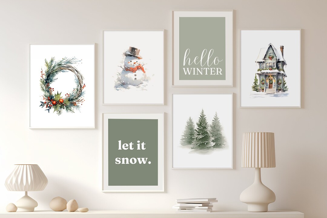 Set of 6 Winter Prints, Watercolor Winter Poster, Winter Wonderland Art ...