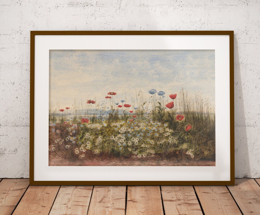 Wildflowers Antique Oil Painting Wall Art, Floral Printable Wall Art ...