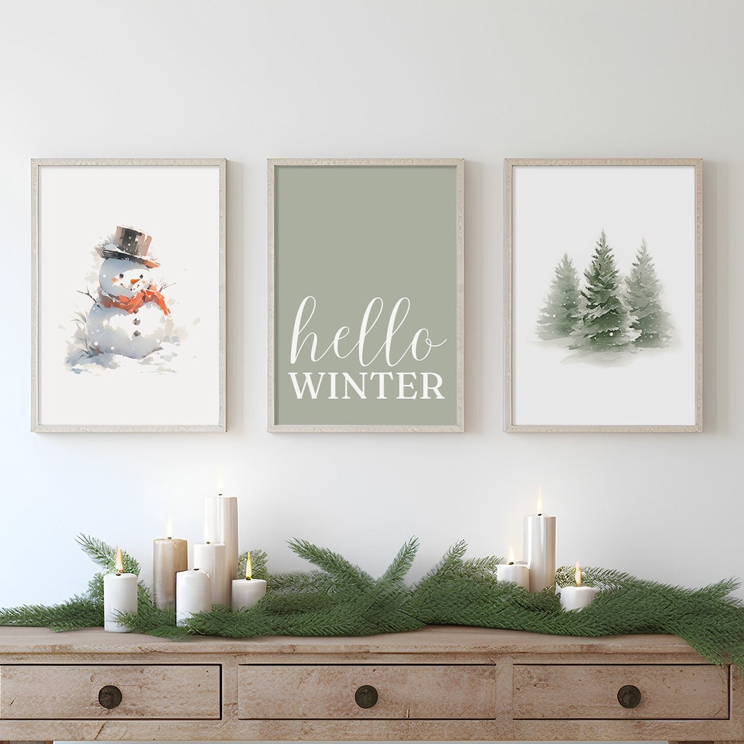 Set of 3 Winter Prints, Watercolor Winter Poster, Winter Wonderland Art ...