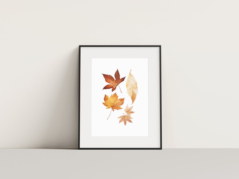 Falling Leaves Watercolor Print: Rustic Autumn Wall Art (digital ...