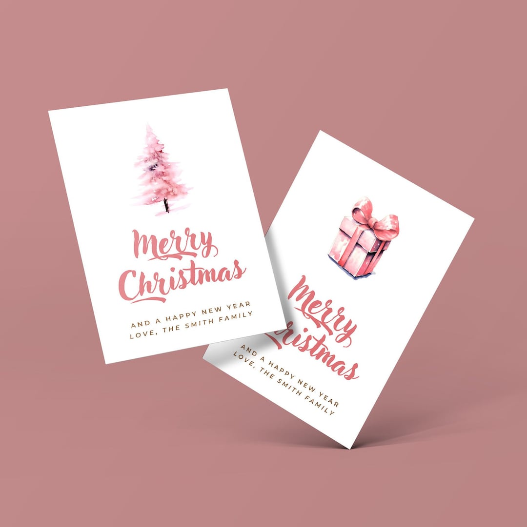 Set of 2 Personalized Christmas Cards Digital Christmas - Etsy