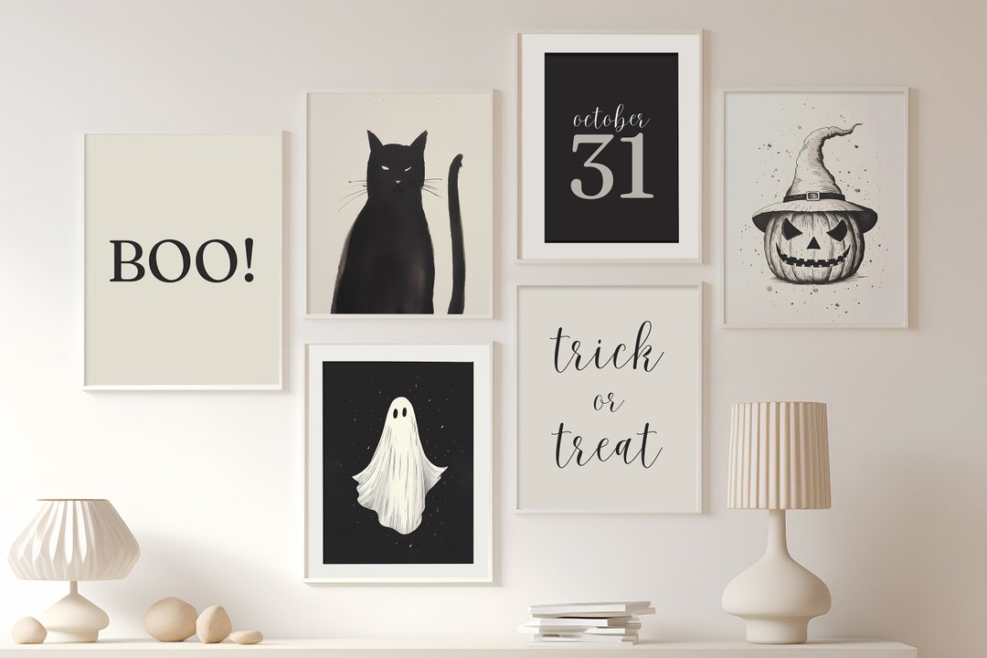 Halloween Set of 6 Prints, Halloween Poster, Spooky Wall Art, Pumpkin ...