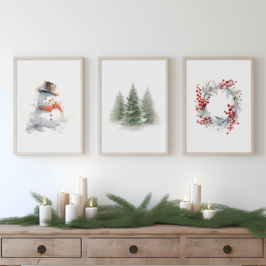 Set of 3 Winter Prints, Watercolor Winter Poster, Winter Wonderland Art ...
