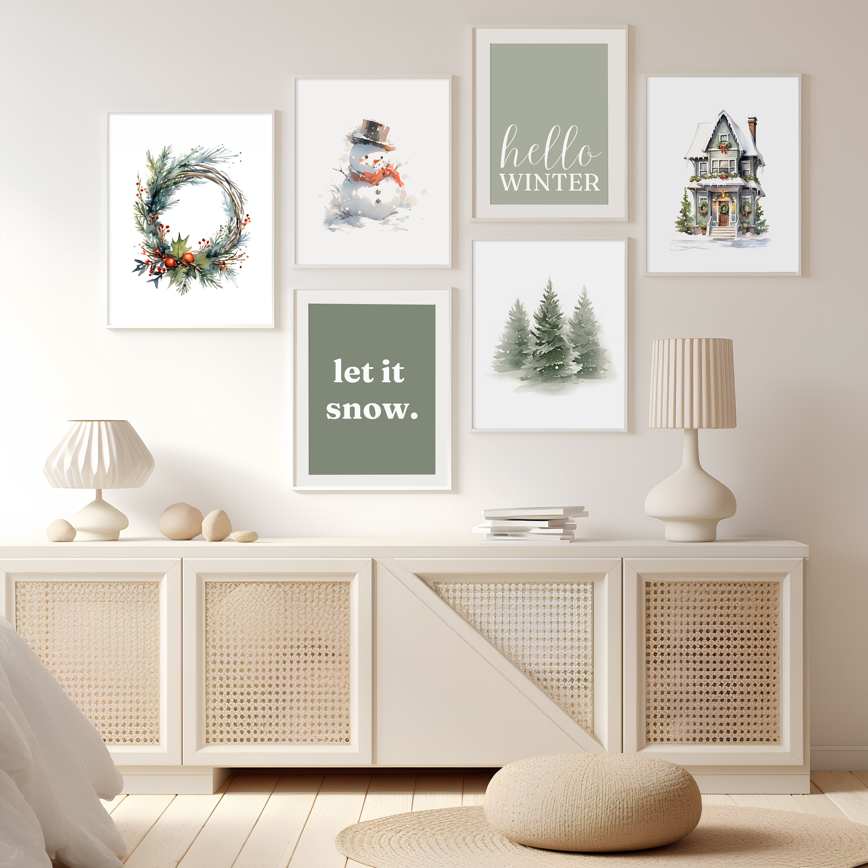 Watercolor Winter Prints Set: Holiday Home Decor (digital Download) - Etsy