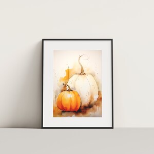 Pumpkin Watercolour Painting, Fall Decor, Pumpkins Printable Wall Art ...