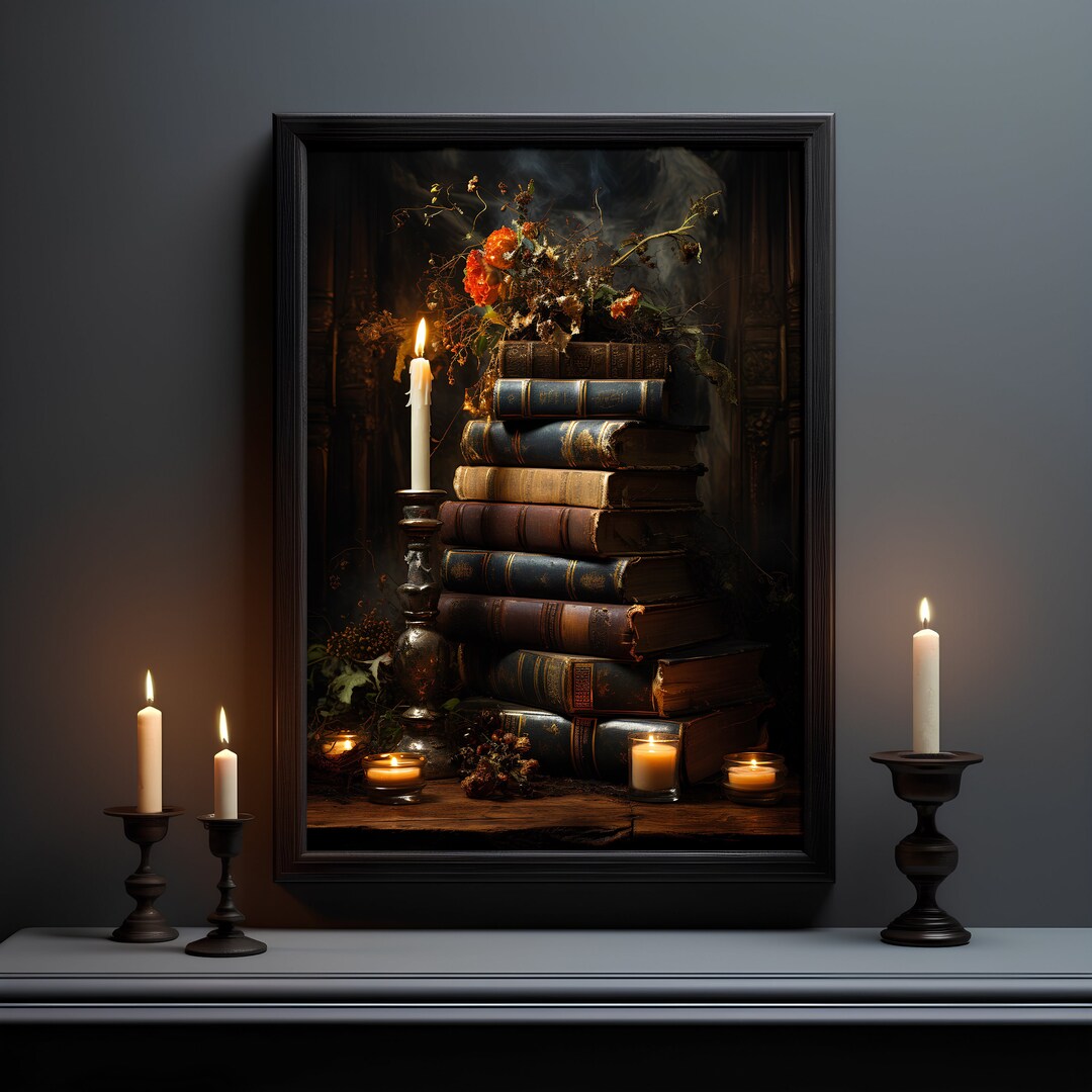 Spell Books Painting, Witchcore Artwork, Witchcraft Art, Dark Art Print ...