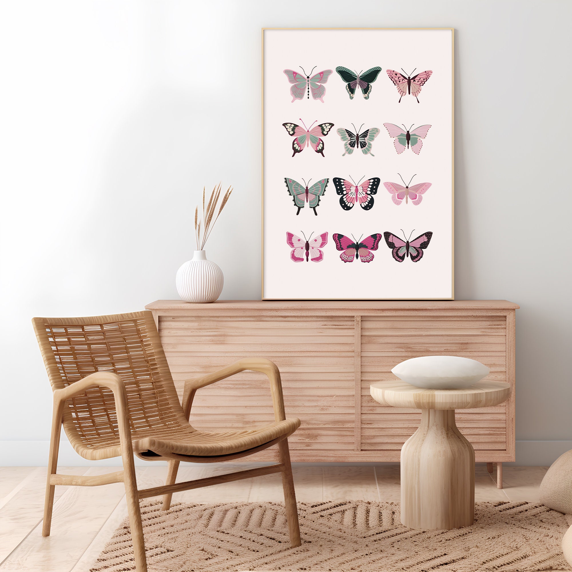 Set of 3 Boho Butterfly Prints, Boho Wall Art, Boho Nursery Poster ...
