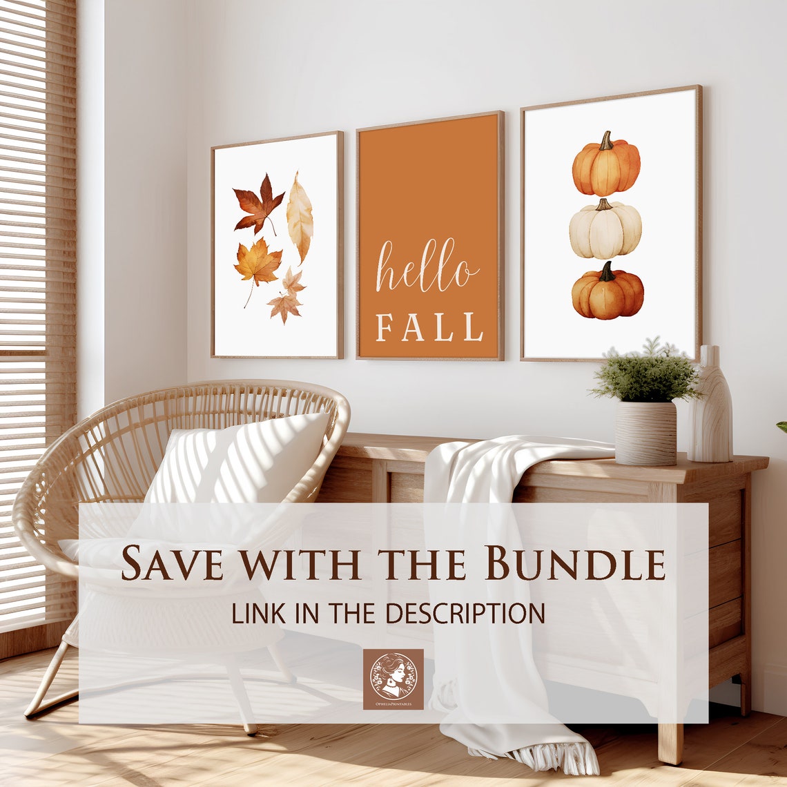 Falling Leaves Watercolor Print: Rustic Autumn Wall Art (digital ...
