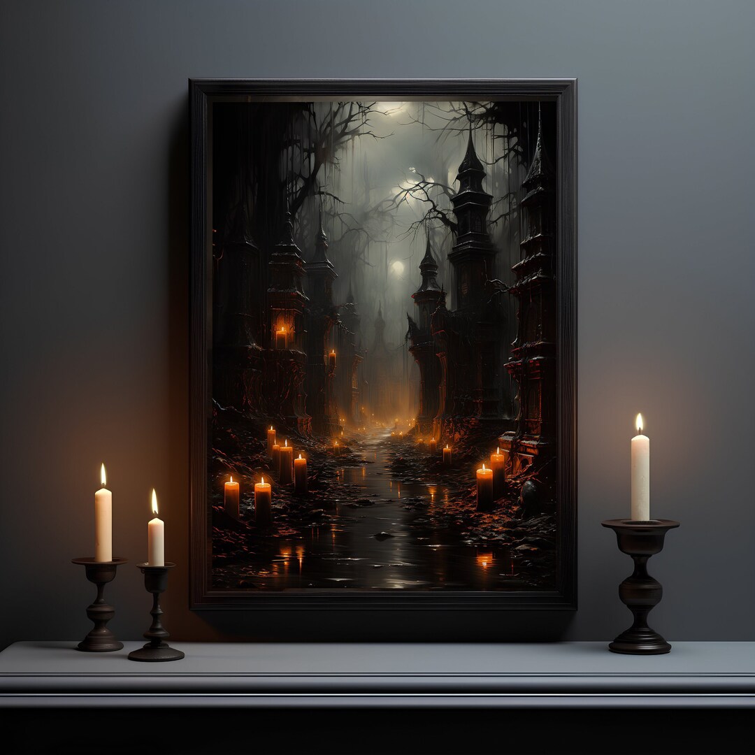 Dark Graveyard Oil Painting: Gothic Macabre Art Print (downloadable) - Etsy