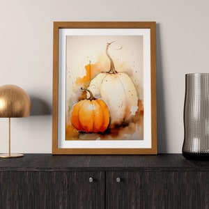 Pumpkin Watercolour Painting, Fall Decor, Pumpkins Printable Wall Art ...