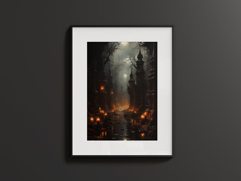 Dark Graveyard Oil Painting: Gothic Macabre Art Print (downloadable) - Etsy