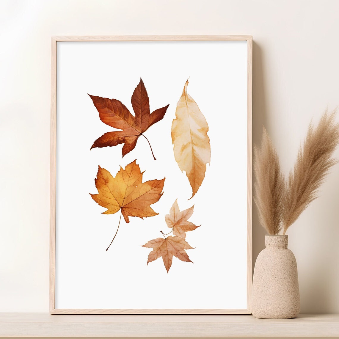 Falling Leaves Watercolor Print: Rustic Autumn Wall Art (digital ...