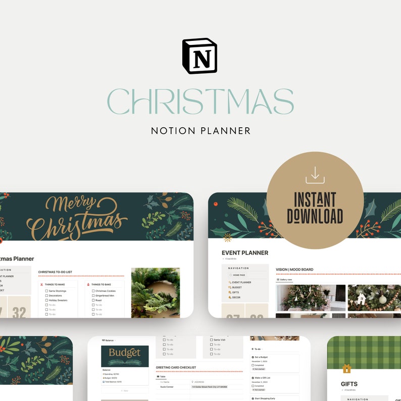 Traditional Christmas Notion Planner for That Girl Creating a Christmas ...