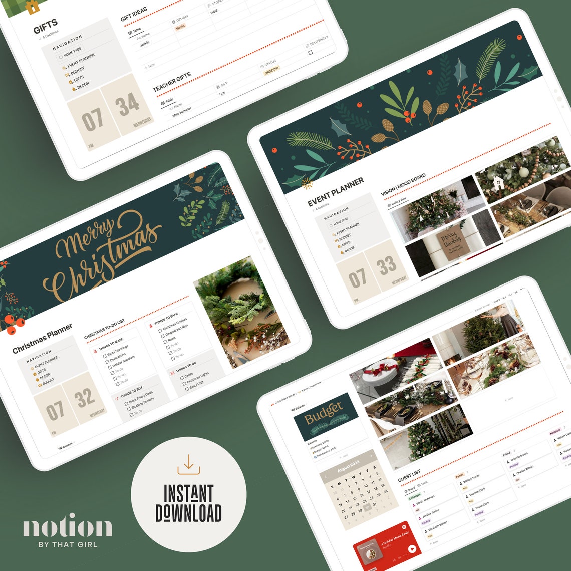 Traditional Christmas Notion Planner for That Girl Creating a Christmas ...