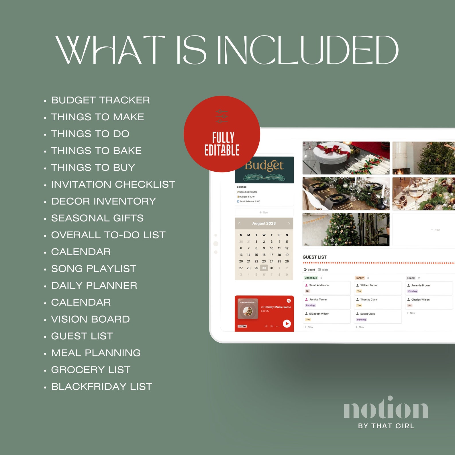 Traditional Christmas Notion Planner for That Girl Creating a Christmas ...