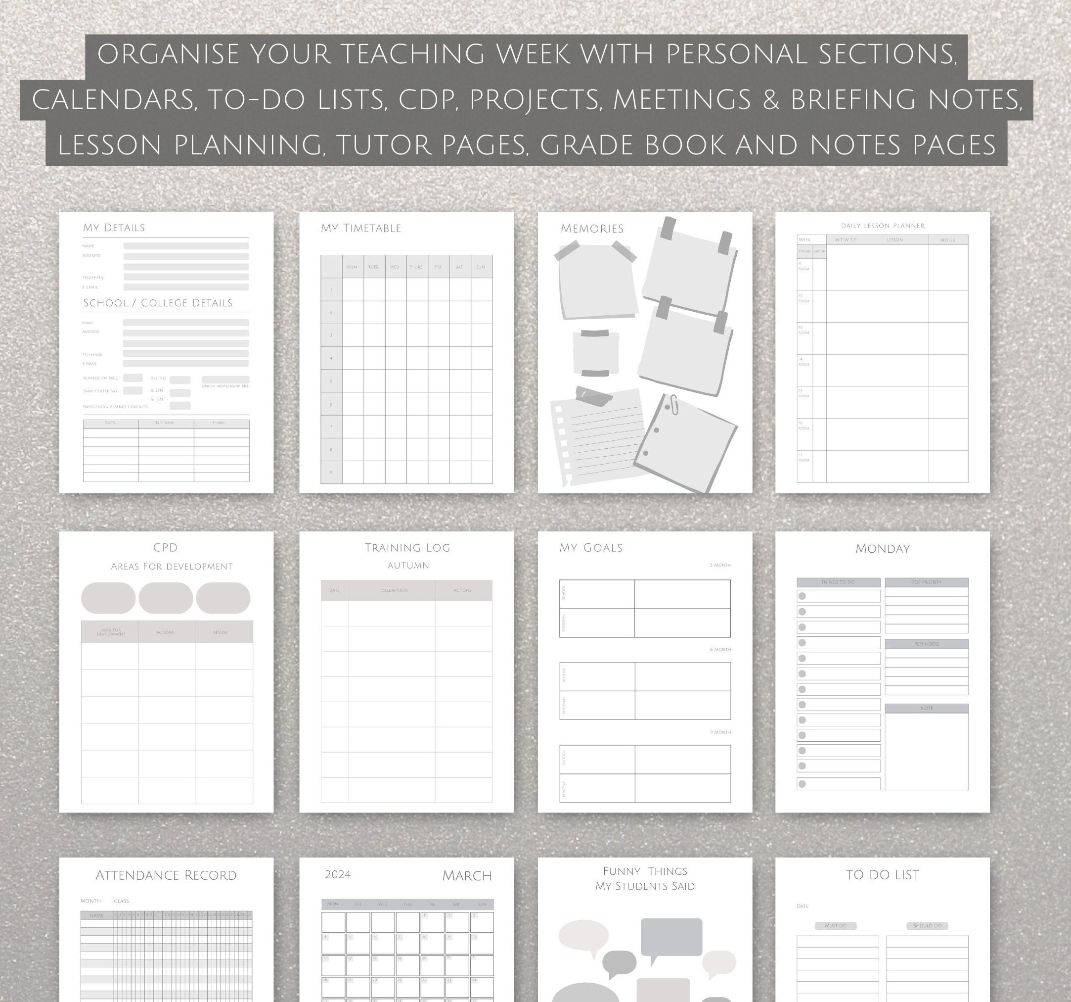 Teacher Planner Printable Digital Teaching Plan Kit Lesson Plan Book ...