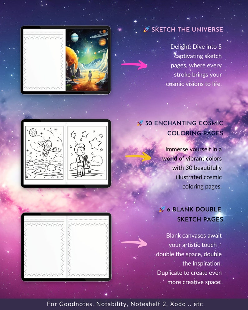 Kids Cosmic Digital Coloring Book Cute Cosmic Coloring Pages PDF ...