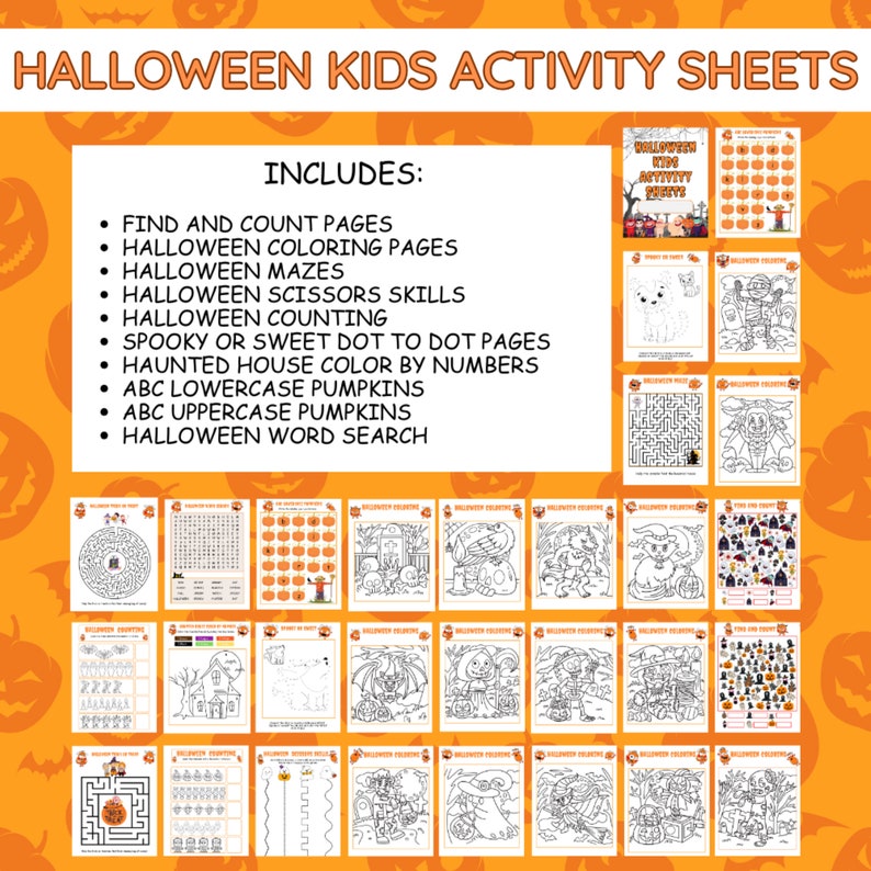 Halloween Kids Coloring Pages - Spooky, Fun, Instant Download - Etsy