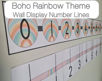 Boho Rainbow Number Line - Etsy