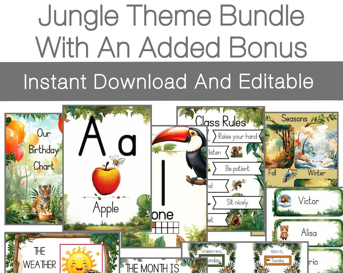 Tropical Rainforest Classroom Decor (editable) Jungle Classroom Decor ...