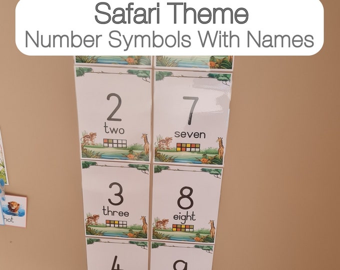 JUNGLE NUMBER POSTERS, Printable Safari Theme Numbers 1-20 With Tens ...