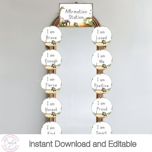 Safari Theme Classroom Affirmation Station and Feelings Chart | Class ...