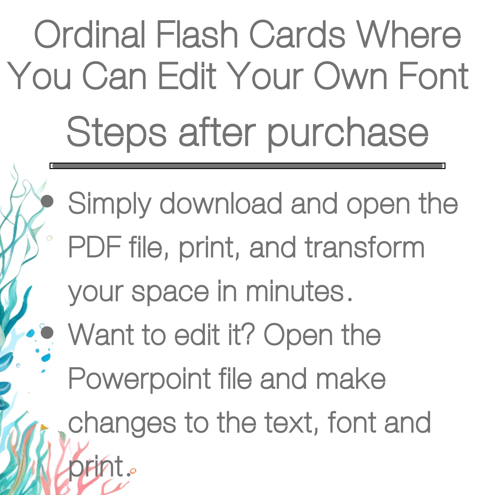 Under the Sea Classroom Theme | Ordinal Numbers Poster | Editable ...