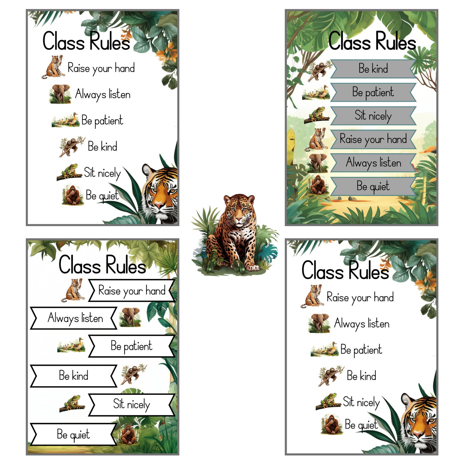 Jungle Theme Classroom Rules Posters Printable - Class Rules for ...