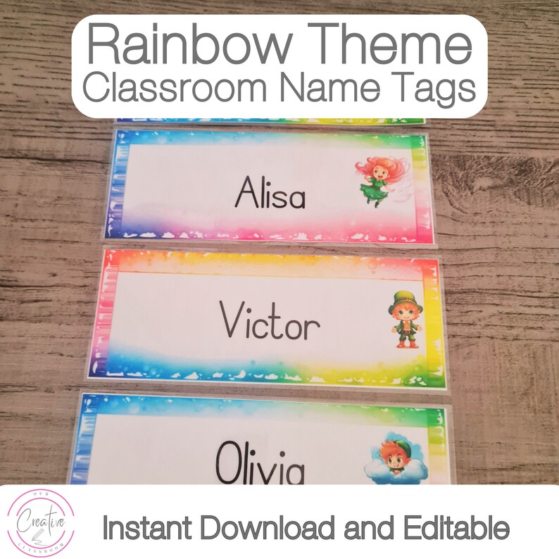 Rainbow Themed Classroom Name Tags Printable - Name Tags for ...