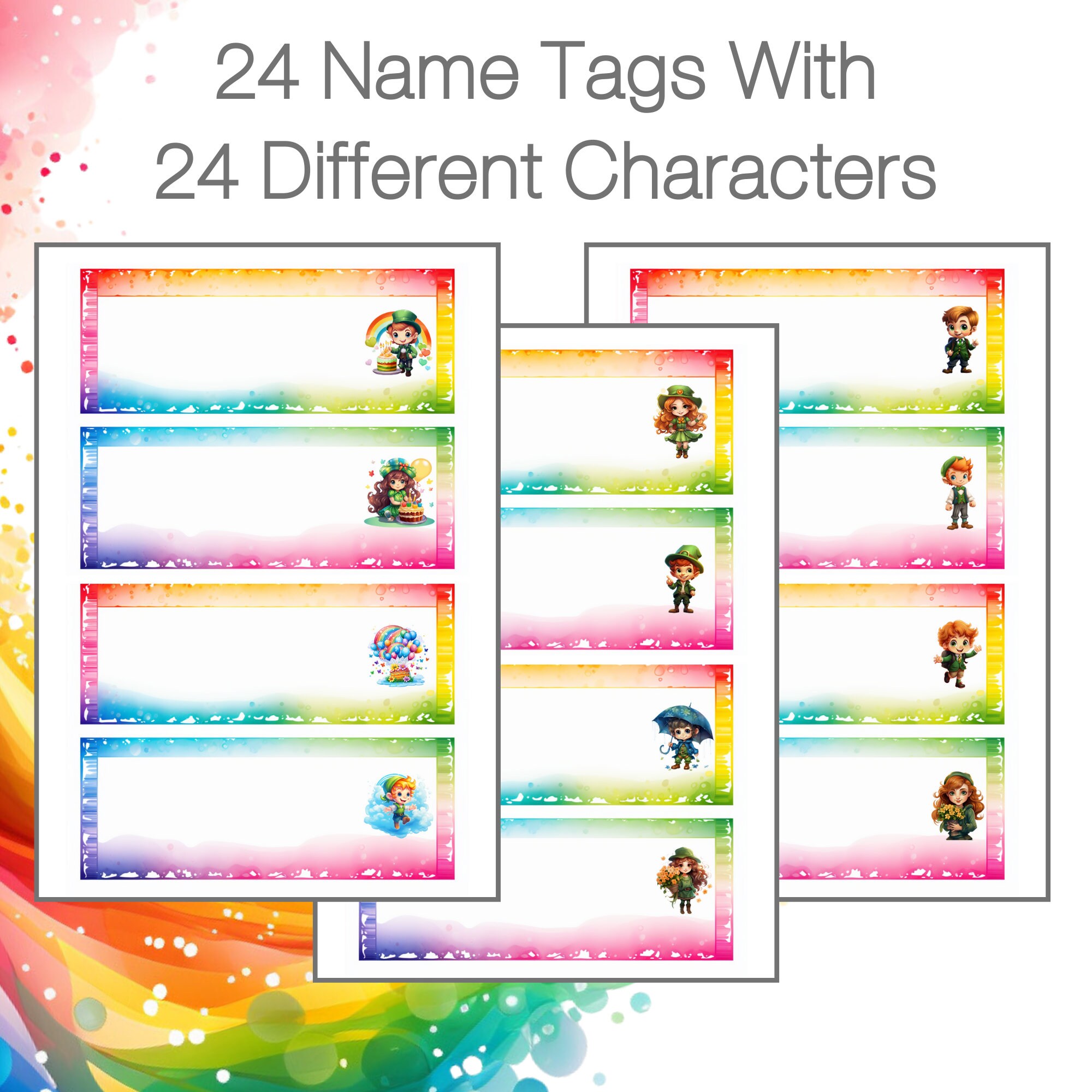 Rainbow Themed Classroom Name Tags Printable - Name Tags for ...