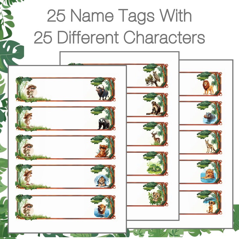 Safari Theme Classroom Name Tags Printable - Name Tags for Kindergarten ...