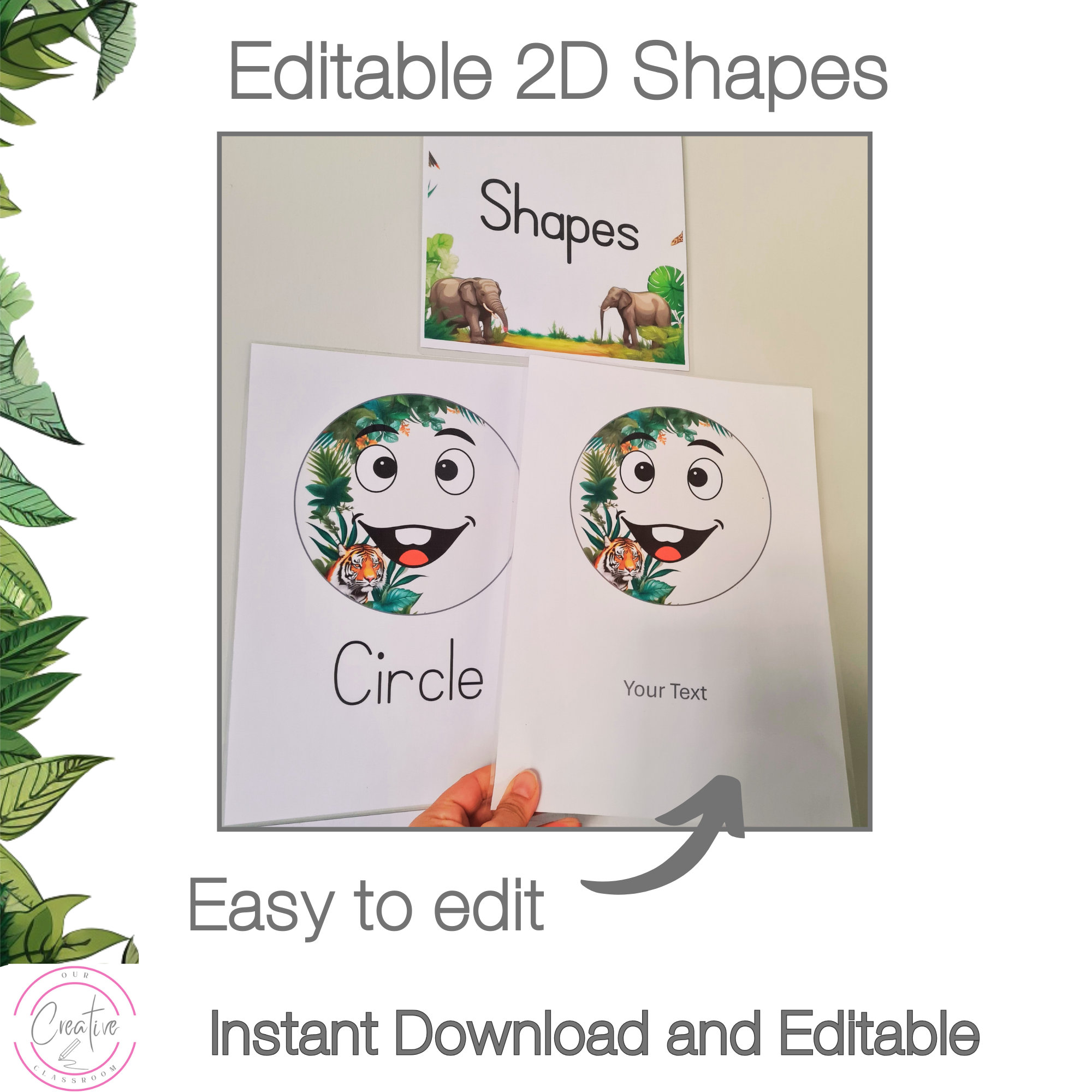 Jungle Classroom Theme 2D Shapes Math Shape Posters Printable 2D Shapes ...