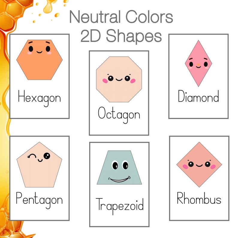Bee Theme Classroom 2D Shapes Math Shape Posters Printable 2D Shapes ...