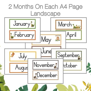 Dinosaur Theme Classroom Days of the Week Poster Printable & Months of ...