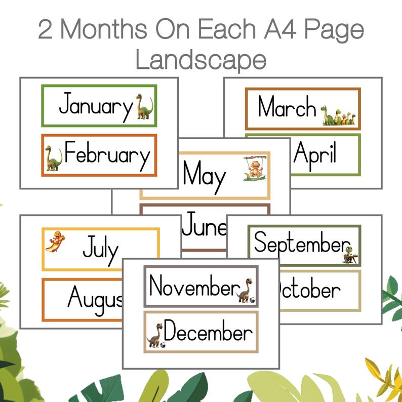 Dinosaur Theme Classroom Days of the Week Poster Printable & Months of ...