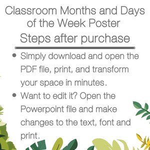 Dinosaur Theme Classroom Days of the Week Poster Printable & Months of ...