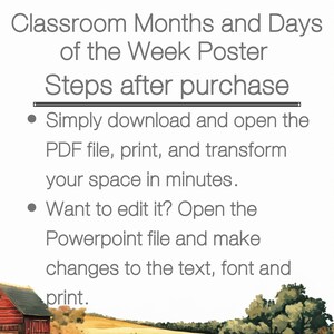 Farm Theme Classroom Days of the Week Poster Printable & Months of the ...
