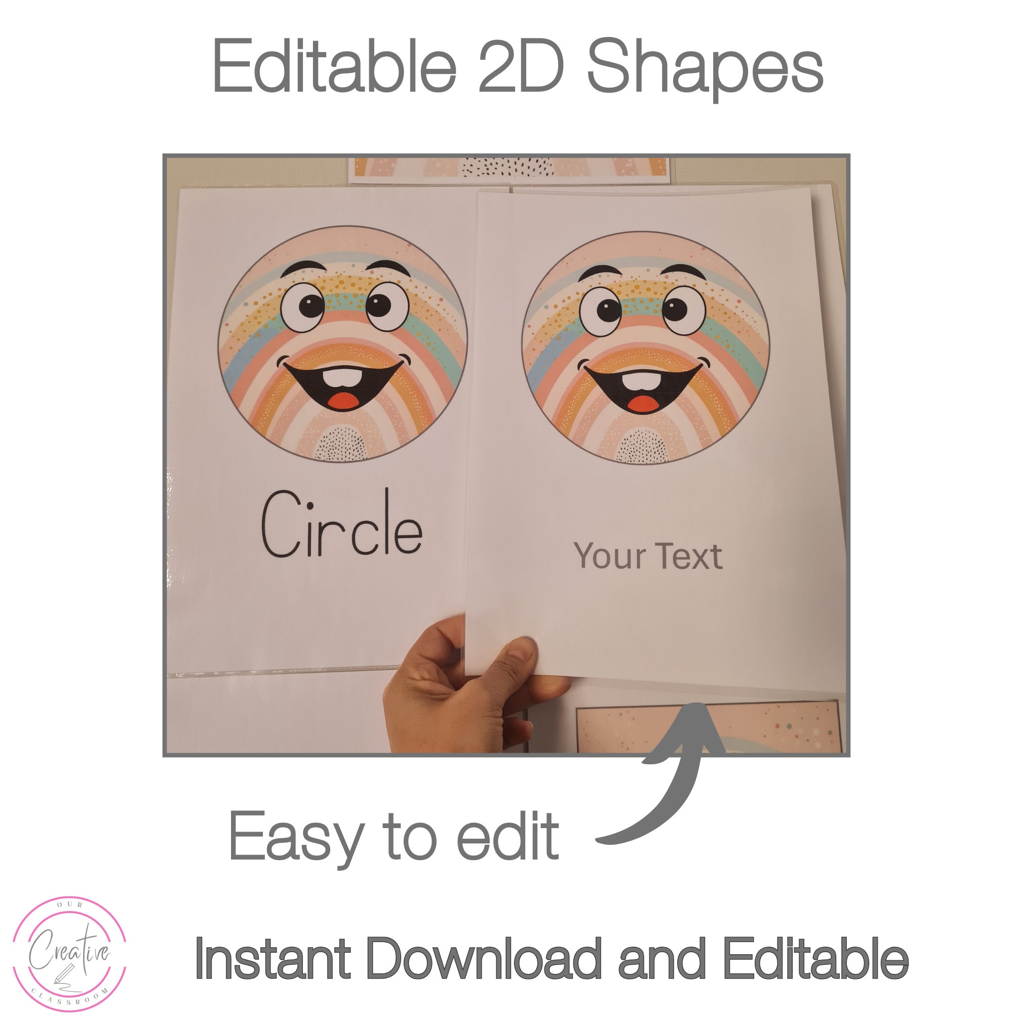 Boho Rainbow Theme Classroom | 2D Shapes | Math Shape Posters ...