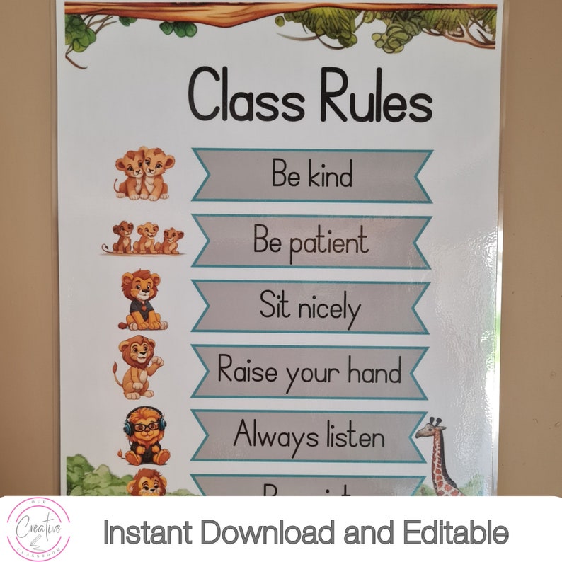 Safari Theme Classroom Rules Posters Printable - Class Rules for ...