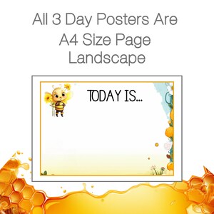Bee Themed Classroom Days of the Week Poster Printable & Months of the ...