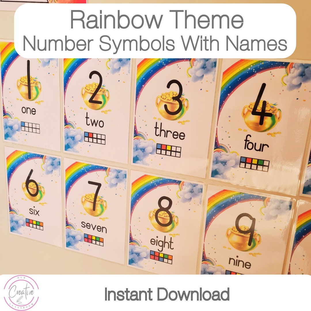 Rainbow Themed Classroom | Number Flashcards | Number Posters ...