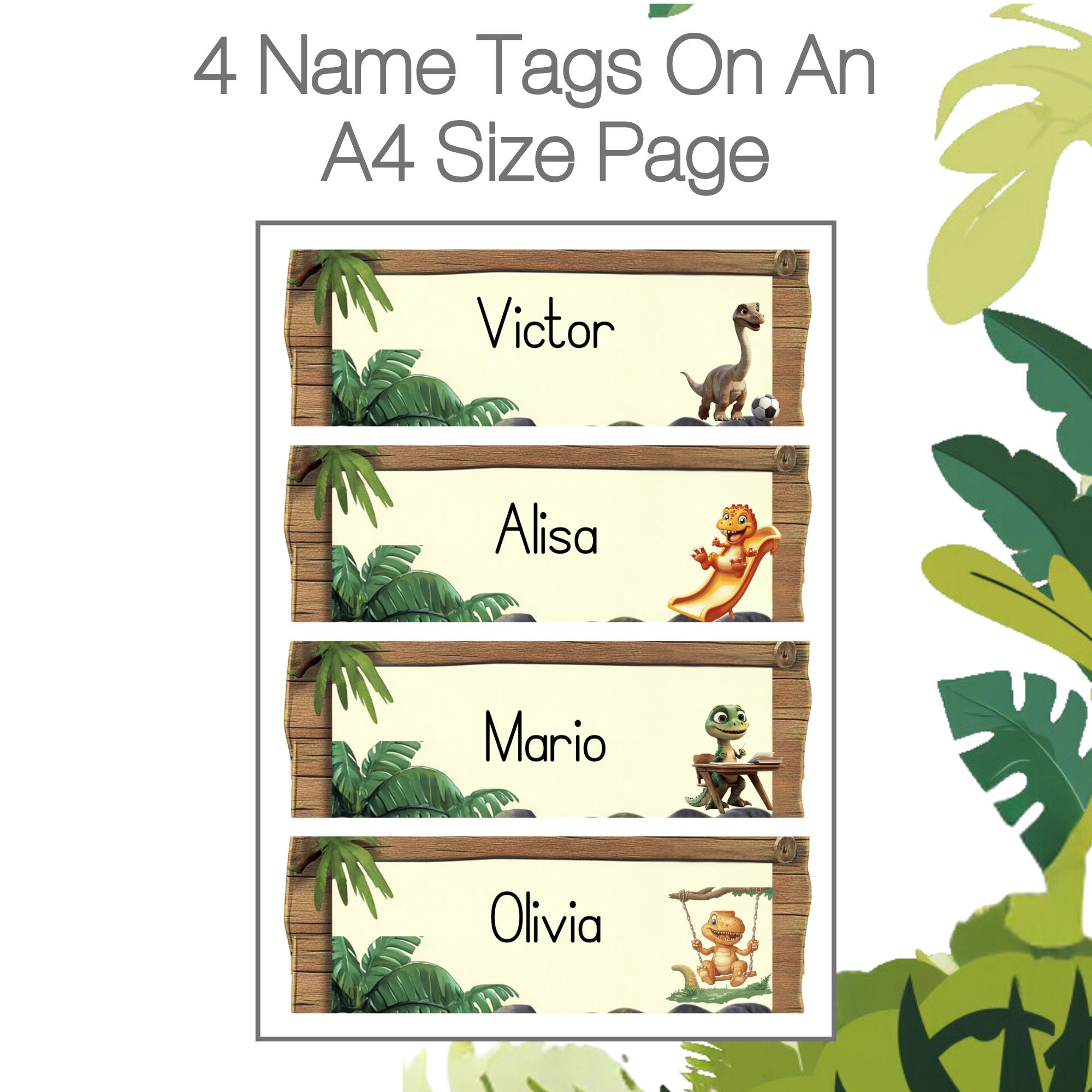 Dinosaur-themed Classroom Name Tags Printable - Name Tags for ...