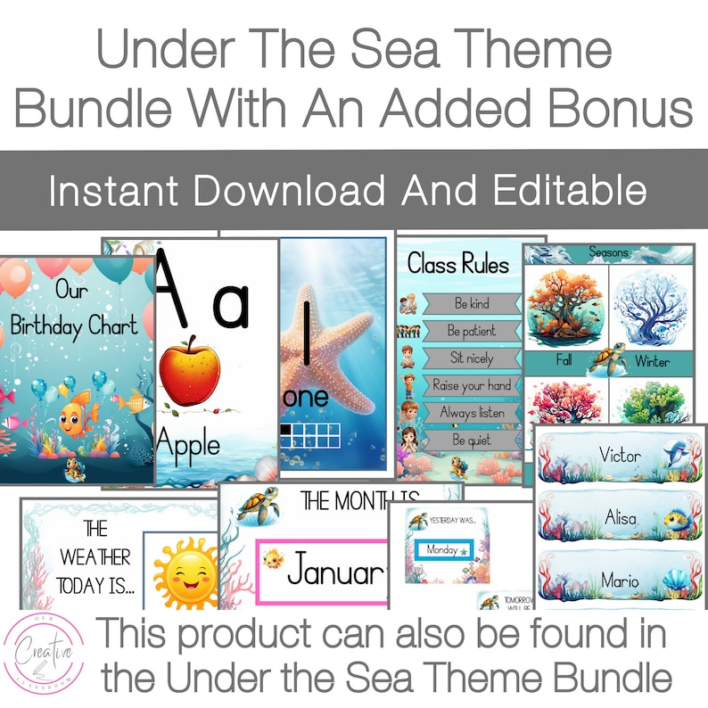 Under the Sea Classroom Theme - Classroom Name Tags Printable | Name ...