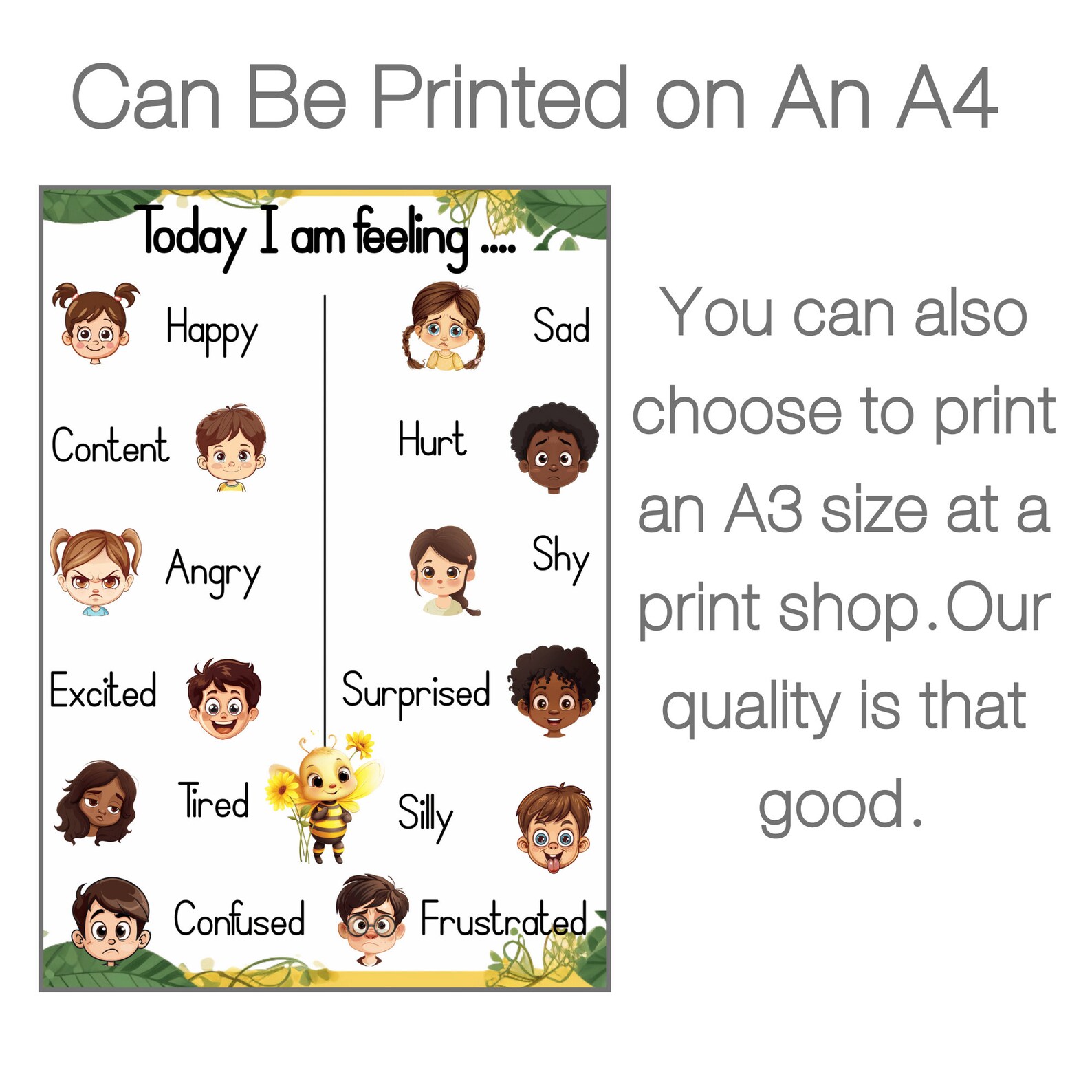 Bee Theme Affirmation Station and Feelings Chart | Editable ...