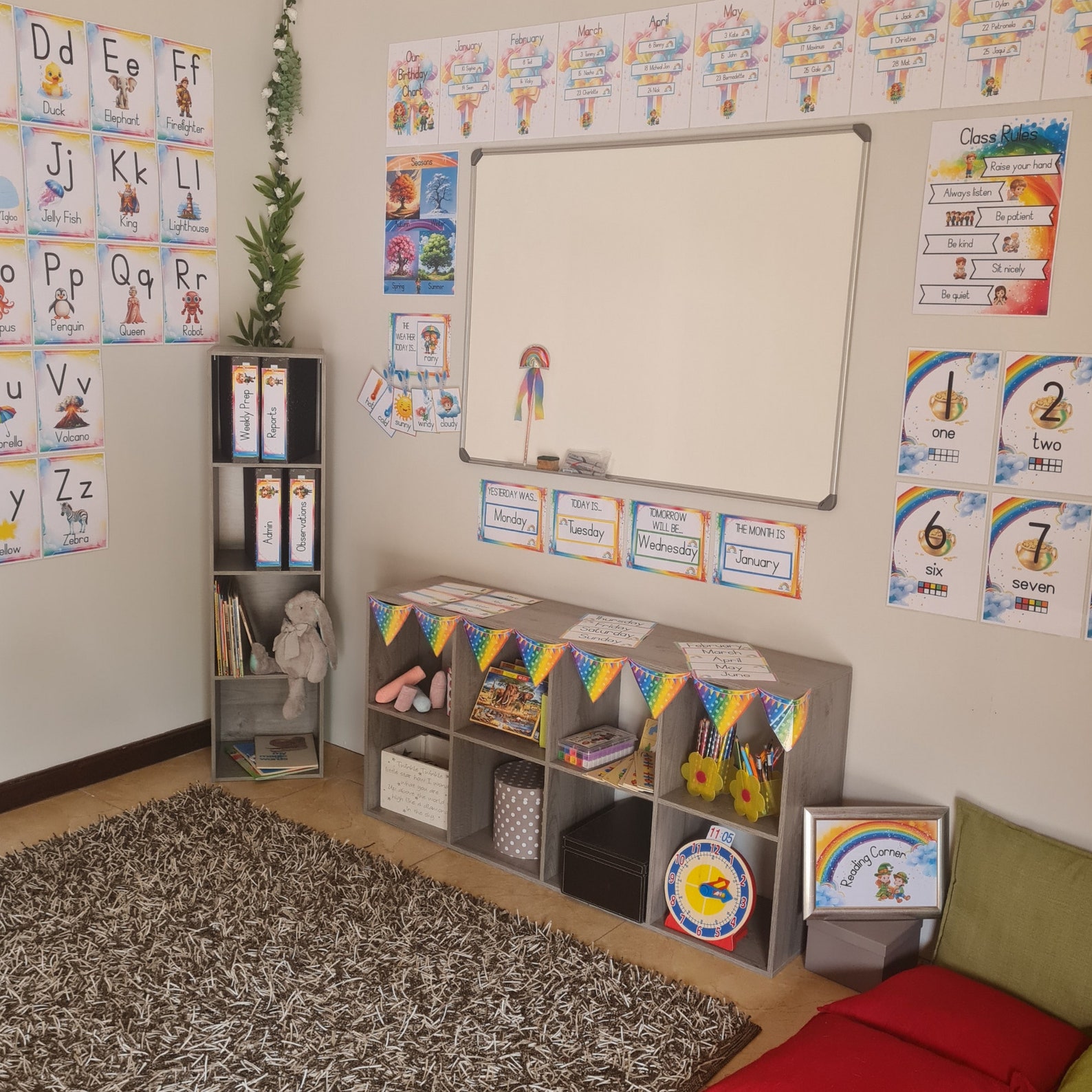 Rainbow Themed Classroom Rules Posters Printable - Class Rules for ...