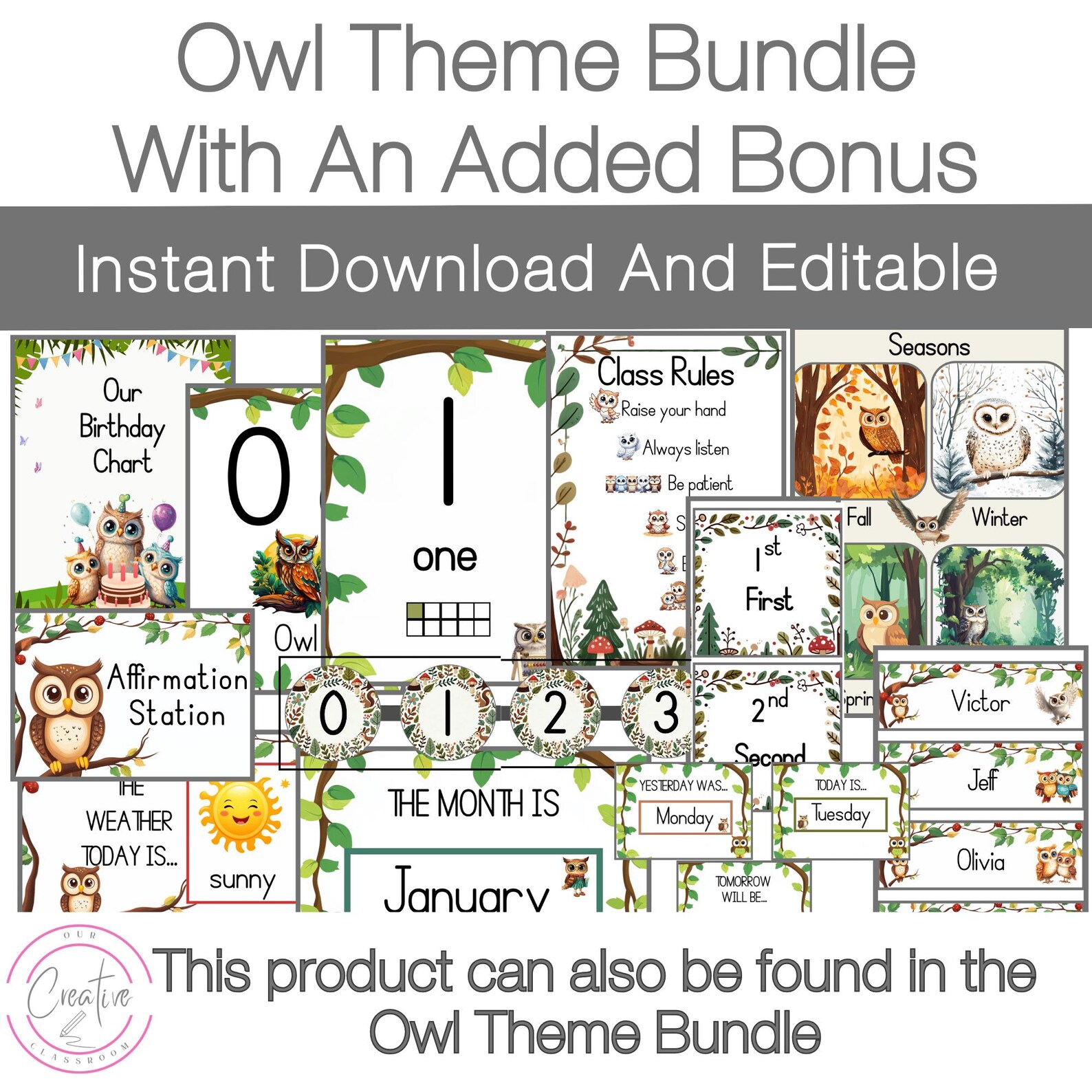 Owl Theme Classroom | Birthday Chart Ideas Printable | Birthday Charts ...