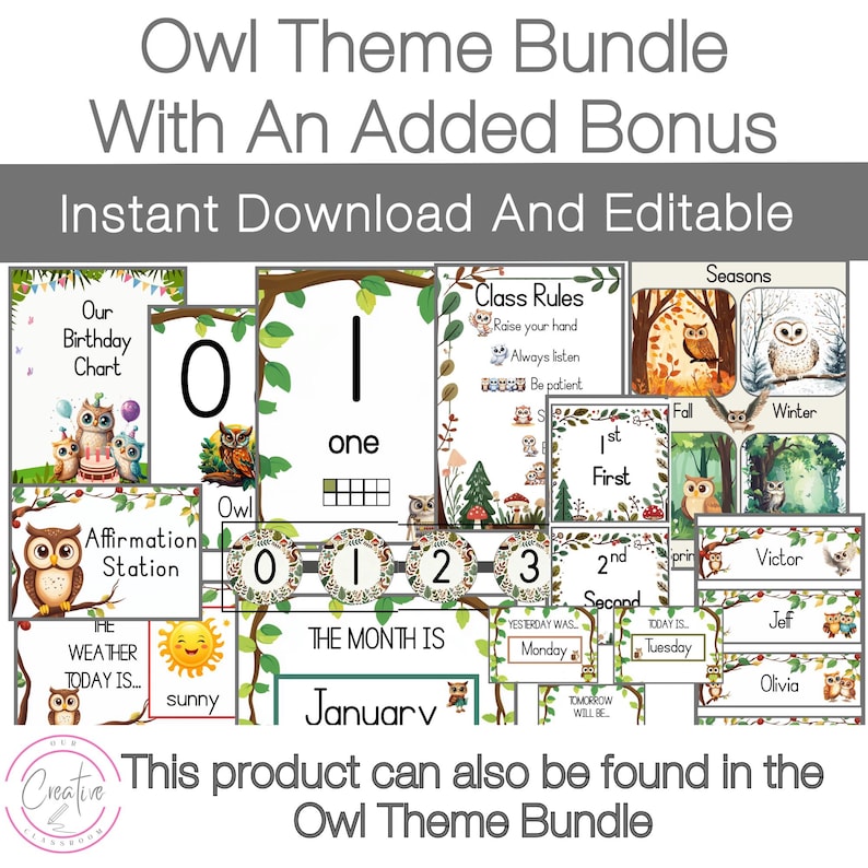 Owl Theme Classroom | Birthday Chart Ideas Printable | Birthday Charts ...