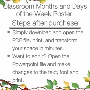 Owl Theme Classroom Days of the Week Poster Printable & Months of the ...